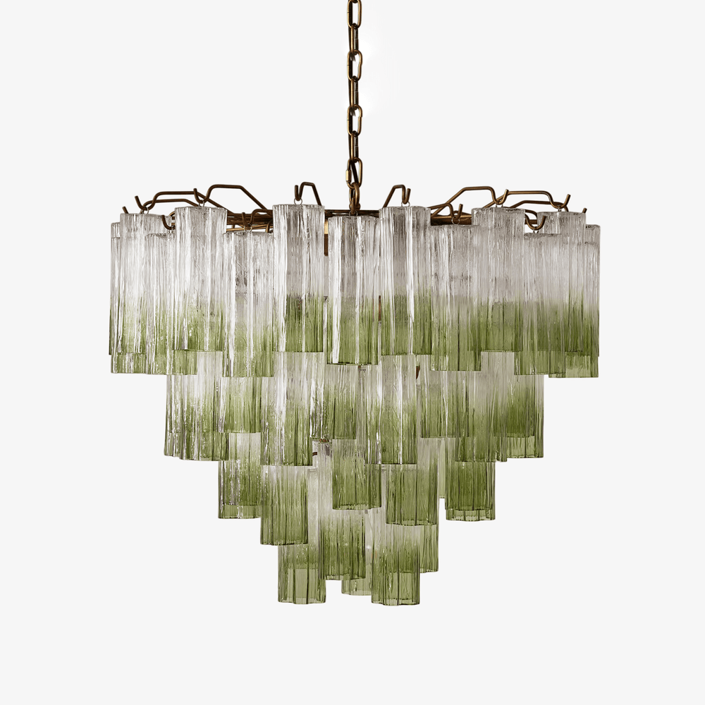 Murano Glass Tiered Chandelier Green Hand-Textured Modern | Letslighting