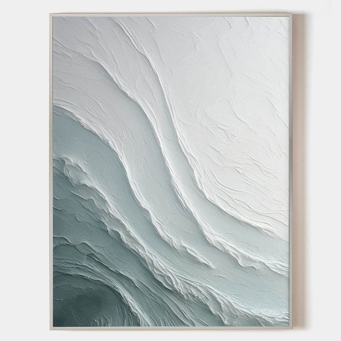 Large Wave Texture Painting Light Blue Oil Painting Wall Art | Letslighting