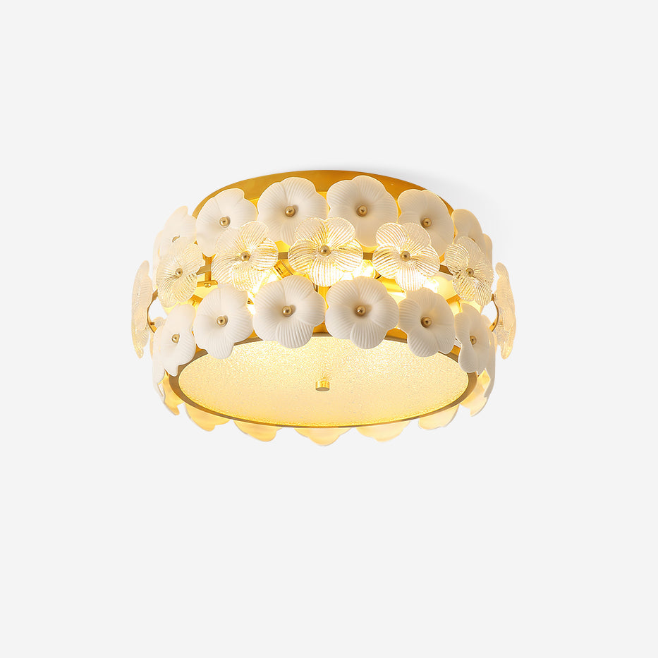 Ceiling Light Ceramic Flowers Elegant Shadows Soft Glow Romantic ...