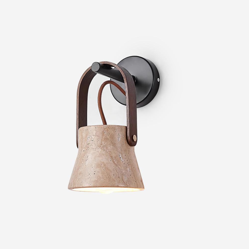 Wall Lamp Body Wood Strap Travertine Shade Minimalist | Letslighting