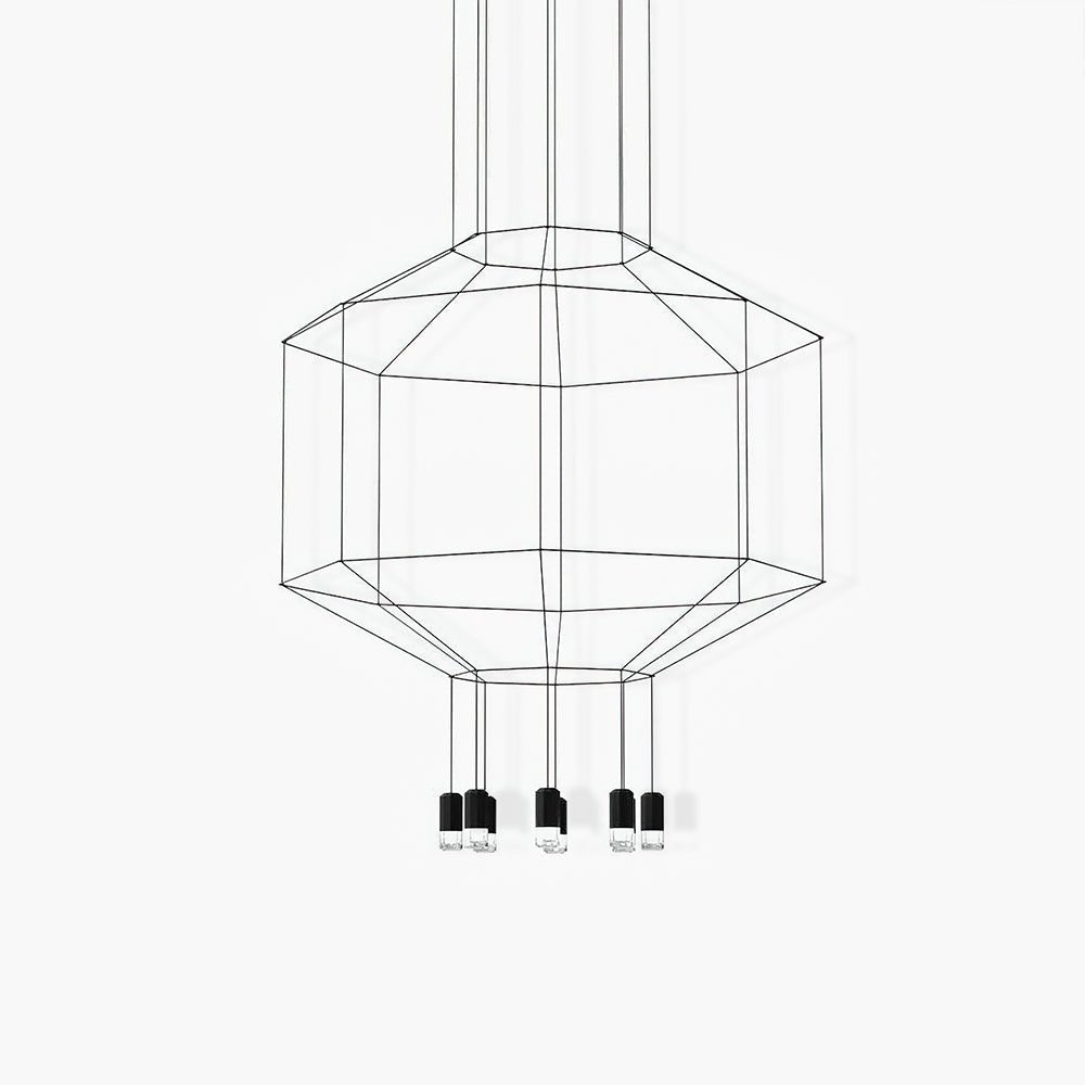 Pendant Lamp Geometric Wire Black LED Modern 3D for Living Room ...