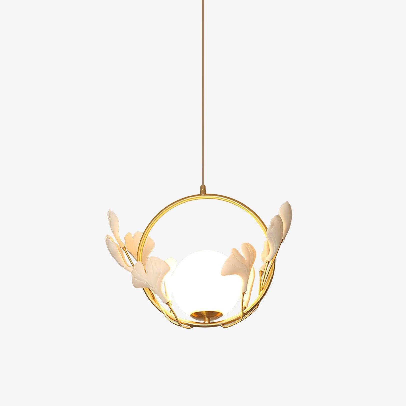 Pendant Lamp White & Gold Ceramic Artistic for Living Room | Letslighting
