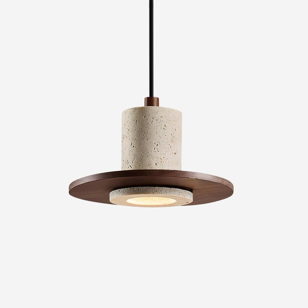 Pendant Light Top-hat Shape Travertine Cylindrical Wood For Dinning ...