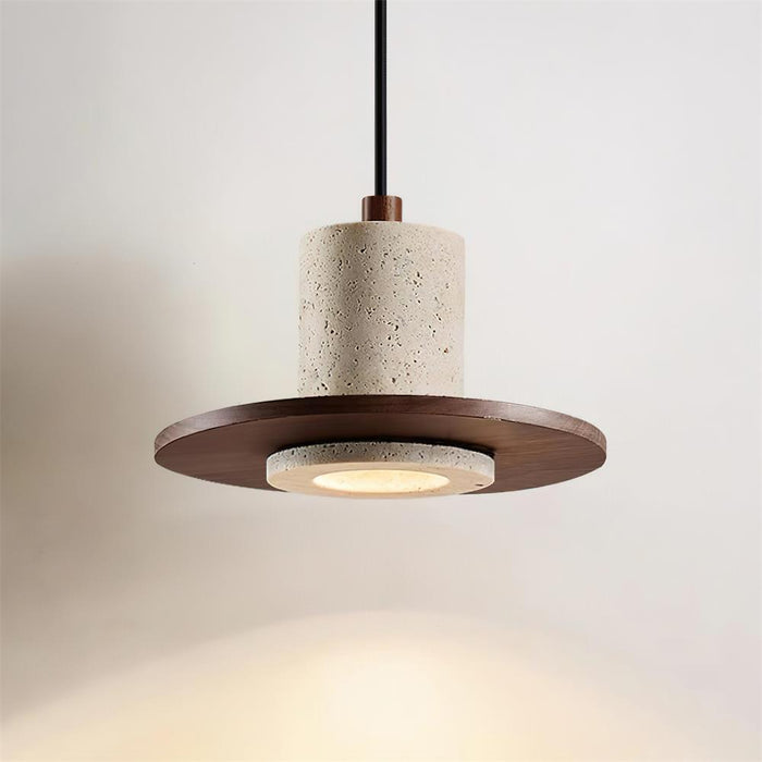 Pendant Light Top-hat Shape Travertine Cylindrical Wood For Dinning ...