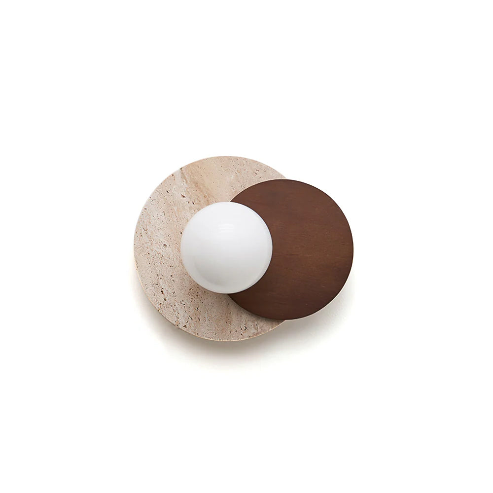 Eclipse Wall Lamp Travertine Wood Bedroom Art deco |Letslighting