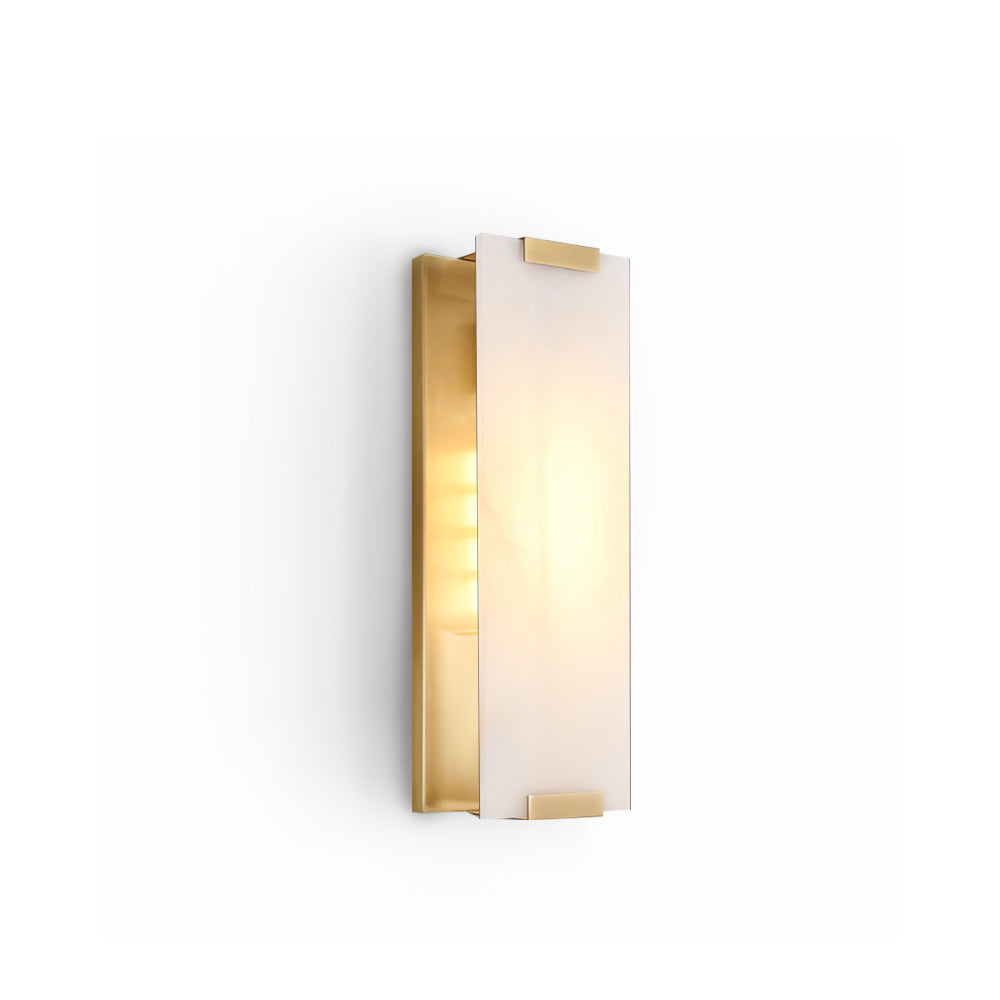 Wall Lamp Alabaster Backlit Panel Gold Finish Ambient Glow | Letslighting