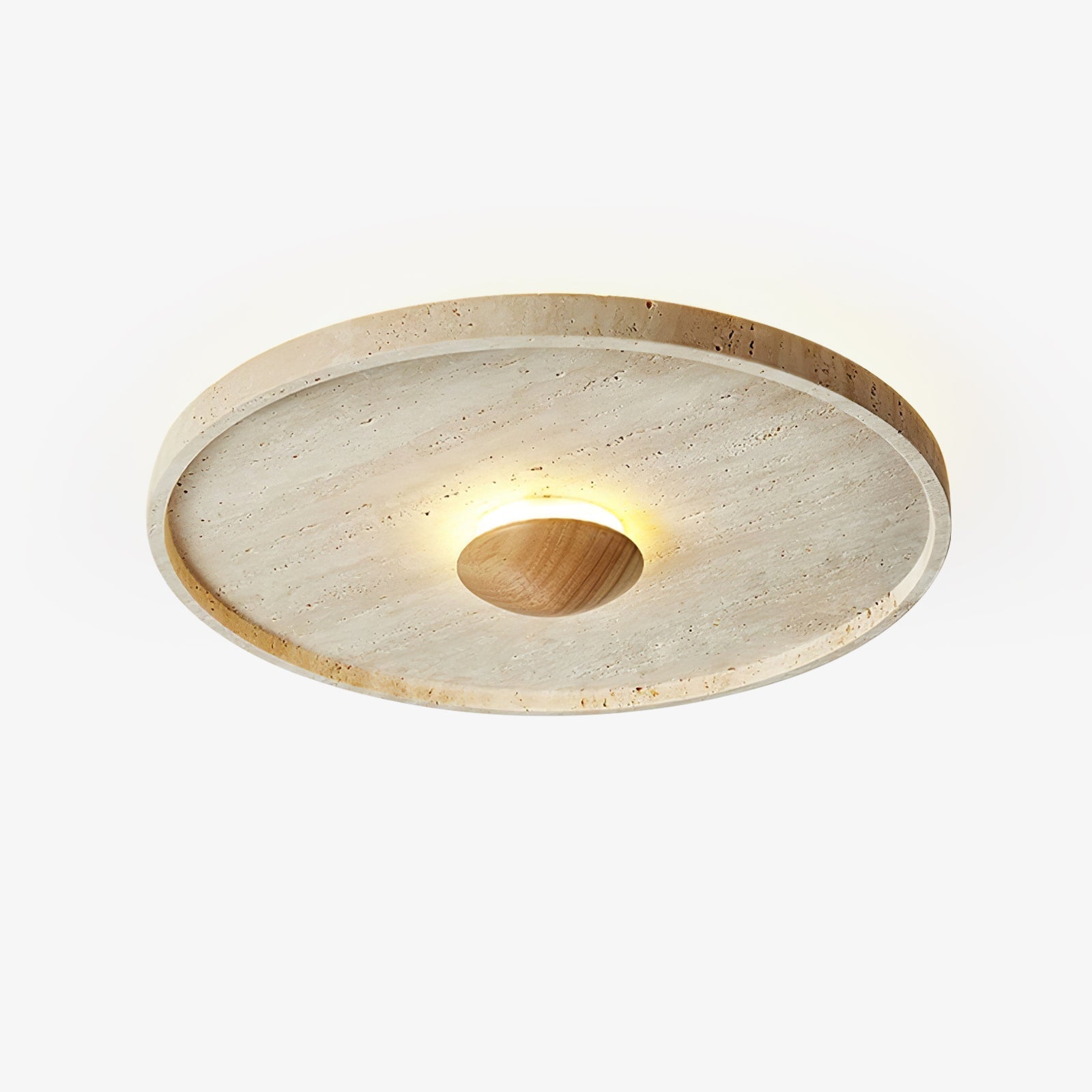 Disc Inset Travertine Ceiling Light Modern Corridor | Letslighting